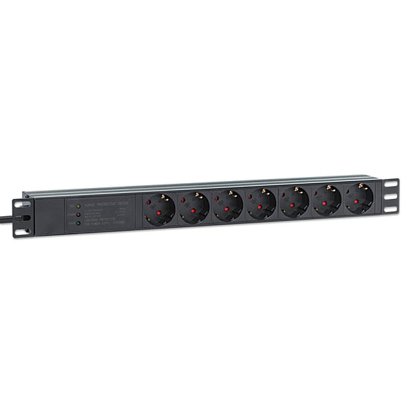19" 1U Rackmount 7-Output Power Distribution Unit (PDU) / Surge Protector – Intellinet Europe
