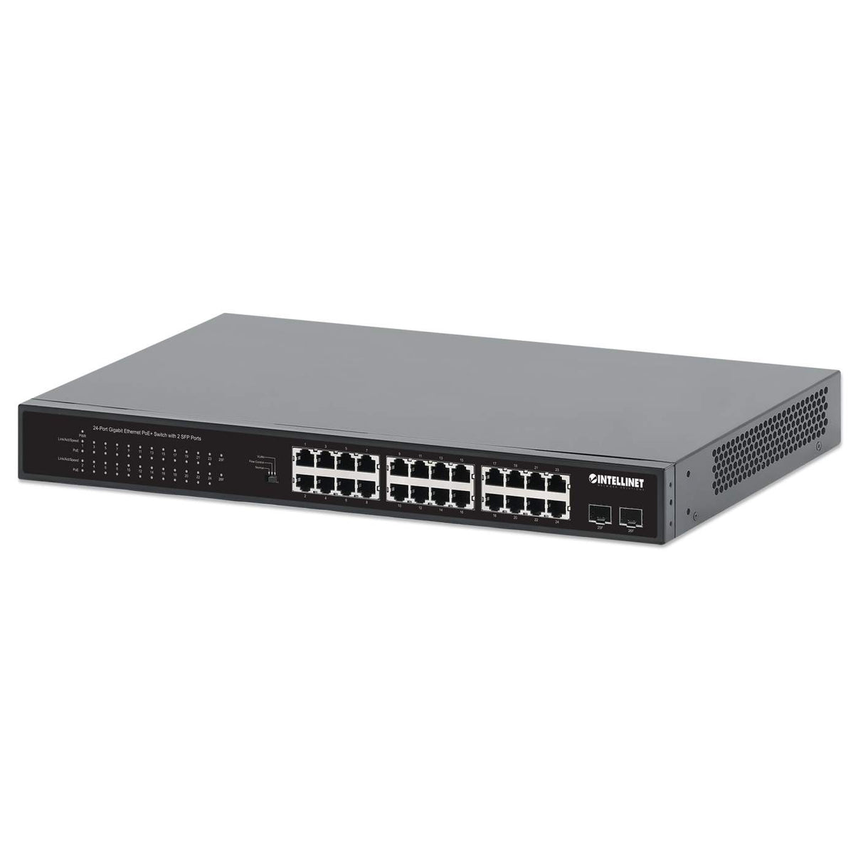 Intellinet 24-Port GbE PoE+ Switch w/ 2 SFP Ports (561891) – Intellinet ...