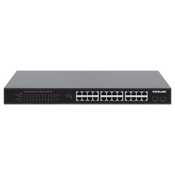Intellinet 24-Port GbE PoE+ Switch w/ 2 SFP Ports (561891) – Intellinet ...