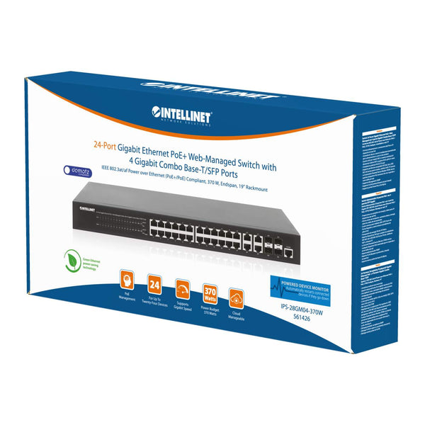 24-Port GbE PoE+ Web-Managed Switch w/ 4 GbE Combo Base-T/SFP Ports ...