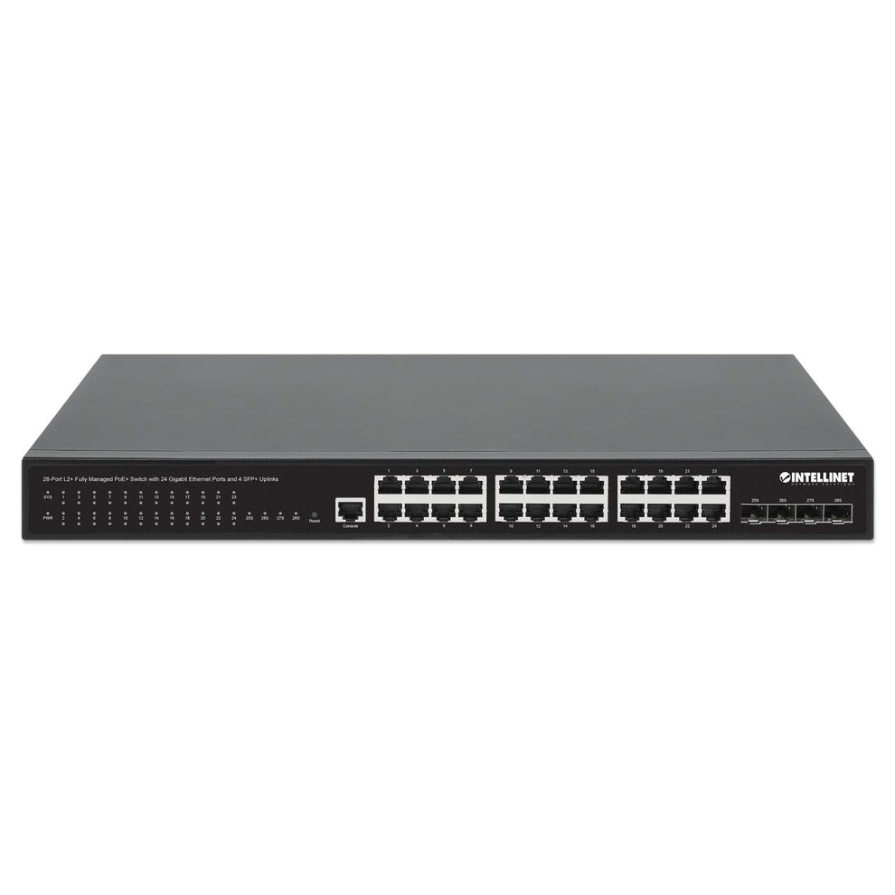 28-Port L2+ Fully Managed PoE+ Switch w/ 24 GbE Ports & 4 SFP+ Uplinks ...