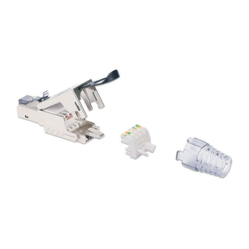 Cat6a 10G Shielded Toolless RJ45 Modular Field Termination Plug w/ Pull ...