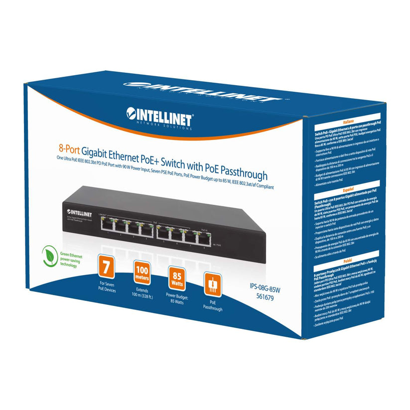 PoE-Powered 8-Port GbE PoE+ Switch w/ PoE Passthrough (561679 ...